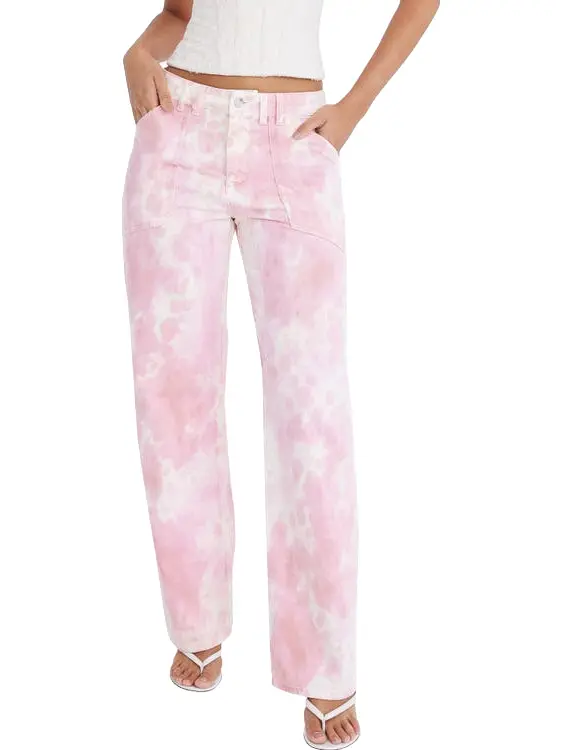 MISTRESS ROCKS Baggy Straight-leg Jeans - Ombre Coral