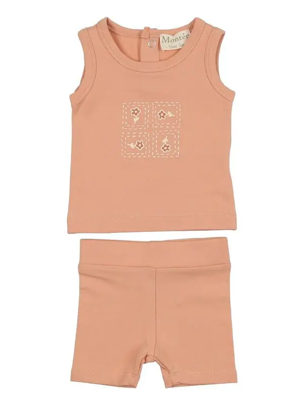 MANIÈRE Floral Tile Tank & Shorts Set - Coral