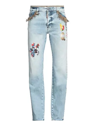 Dsquared2 Jeans In Cotton, Elastane, And Leather - Blue