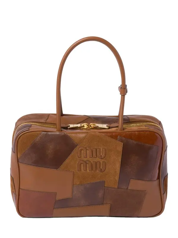 Miu Miu Leather Patchwork Bag - Cognac