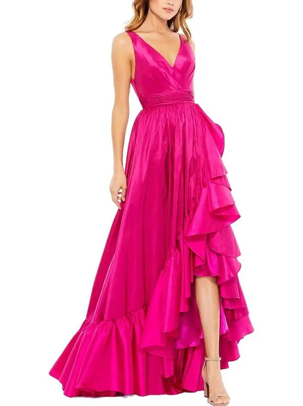 Mac Duggal Taffeta Hi-low Gown - Magenta