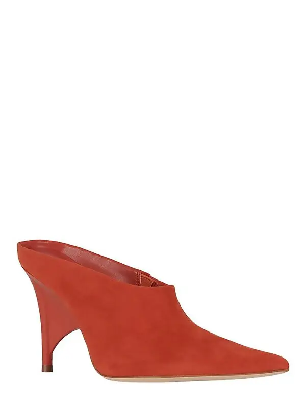 Jeffrey Campbell Vader Pointed Toe High Heel Mules - Orange Suede
