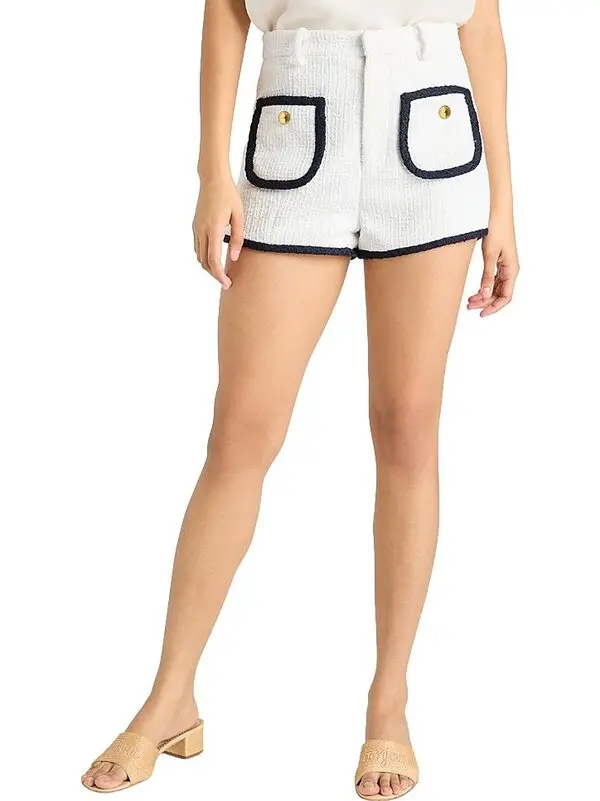 Cinq À Sept Auden Tweed Contrast Trim Shorts - White/navy