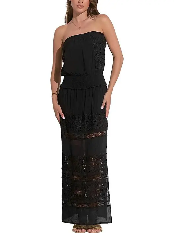 Elan Strapless Crochet Maxi Dress - Black