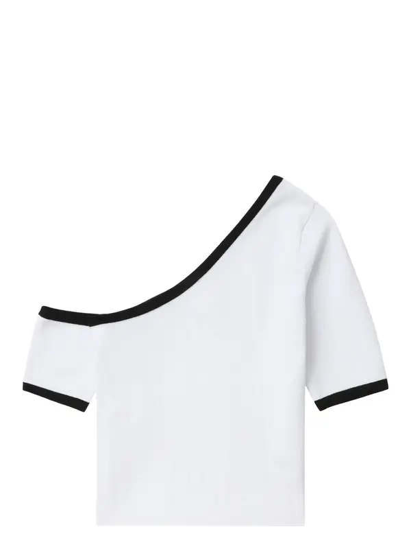 JUUN.J Contrasting-trim One-shoulder Top - White