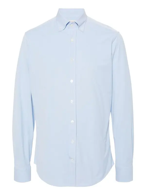 TRAIANO MILANO Long-sleeve Stretch Shirt - Blue