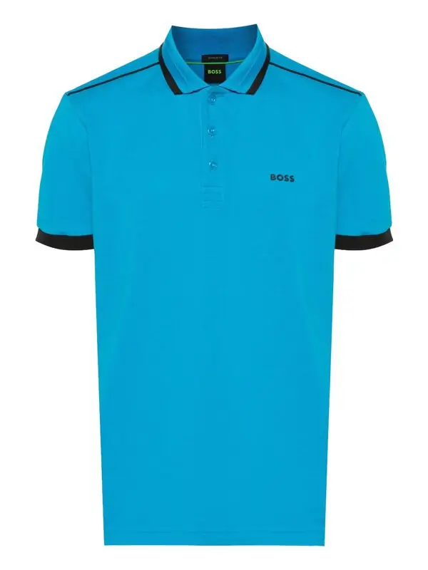 BOSS Logo-print Piqué Polo Shirt - Blue