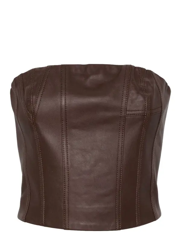 Amiri Bustier Leather Top - Brown