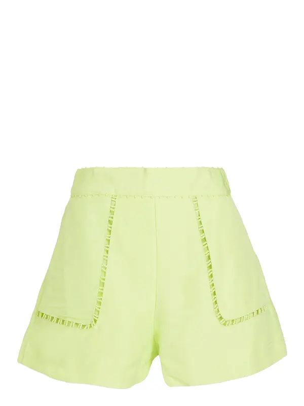 Aje Lucie Bead-embellished Linen-blend Shorts - Chartreuse