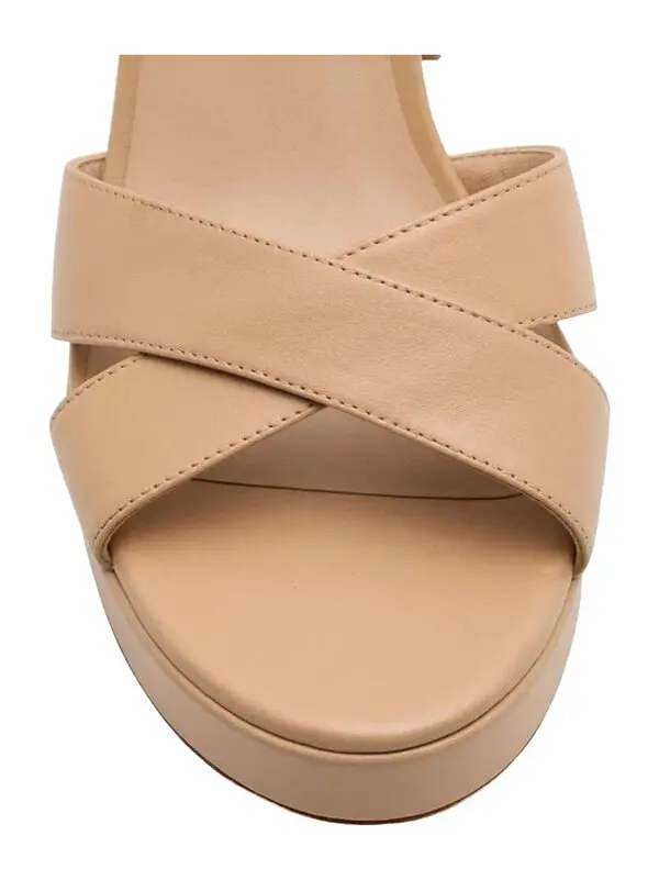 STUART WEITZMAN Dayna Leather Platform Sandals - Adobe