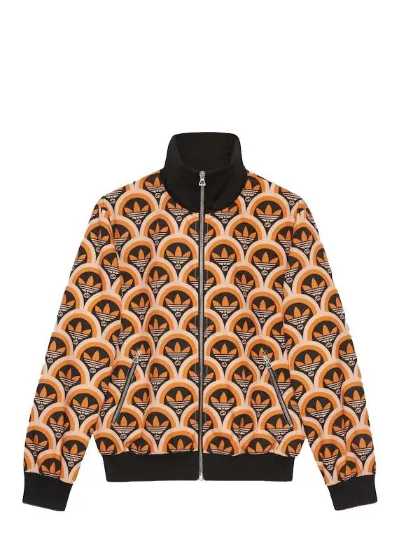 Gucci X Adidas Trefoil Print Jacket - Orange/black