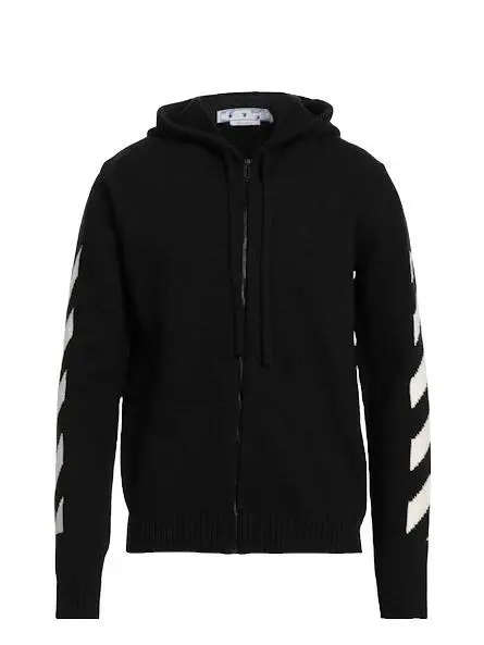 Off-White Diagonal Knit Zip Hoodie - Black/white
