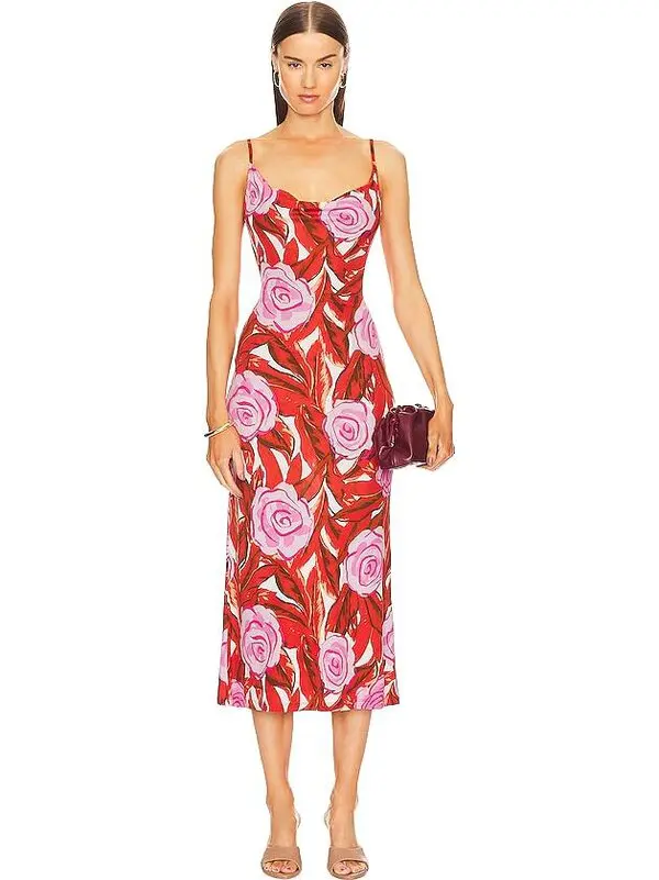 Diane Von Furstenberg Alik Draped Neckline Dress - Palm Floral
