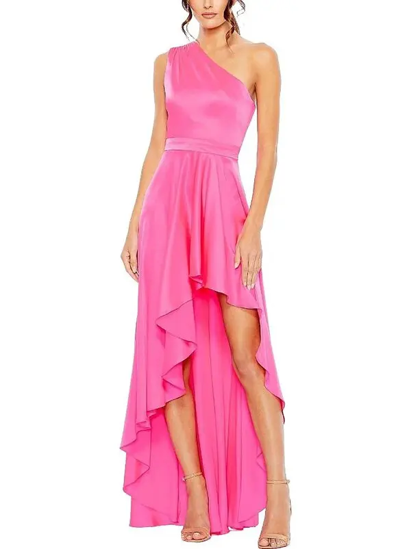 Mac Duggal Ieena One-shoulder High-low Gown - Hot Pink