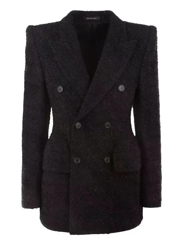 Balenciaga Hourglass Tweed Blazer - Black