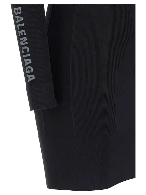 Balenciaga Long-sleeved Ribbed Minidress - Black
