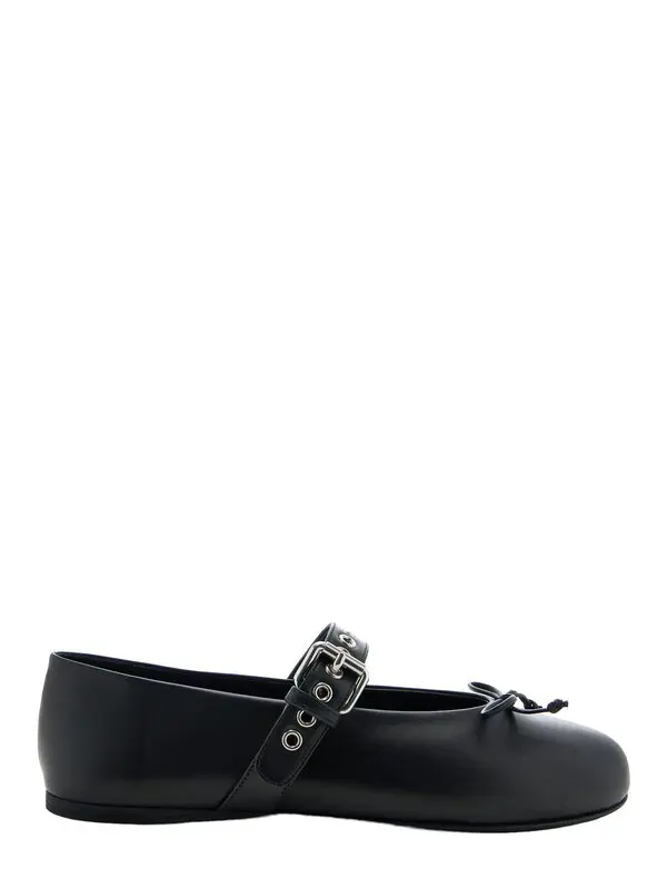 Miu Miu Buckle-strap Leather Ballet Flats - Black