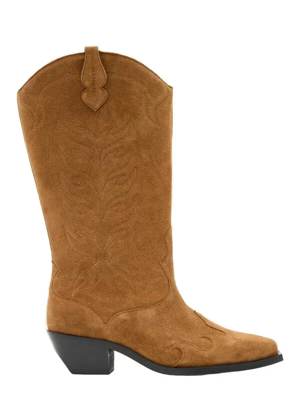 ALLSAINTS Dolly Western Suede Boots - Sepia Brown