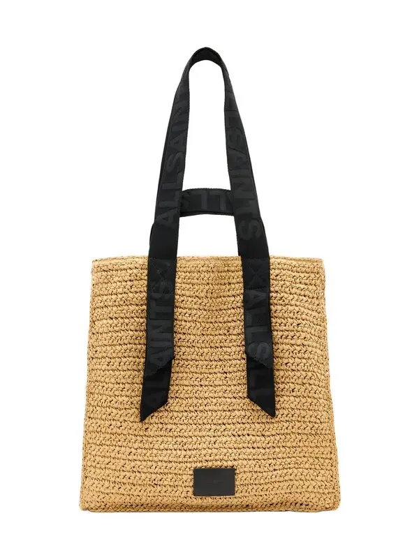 ALLSAINTS Lullah Woven Straw Tote Bag - Almond