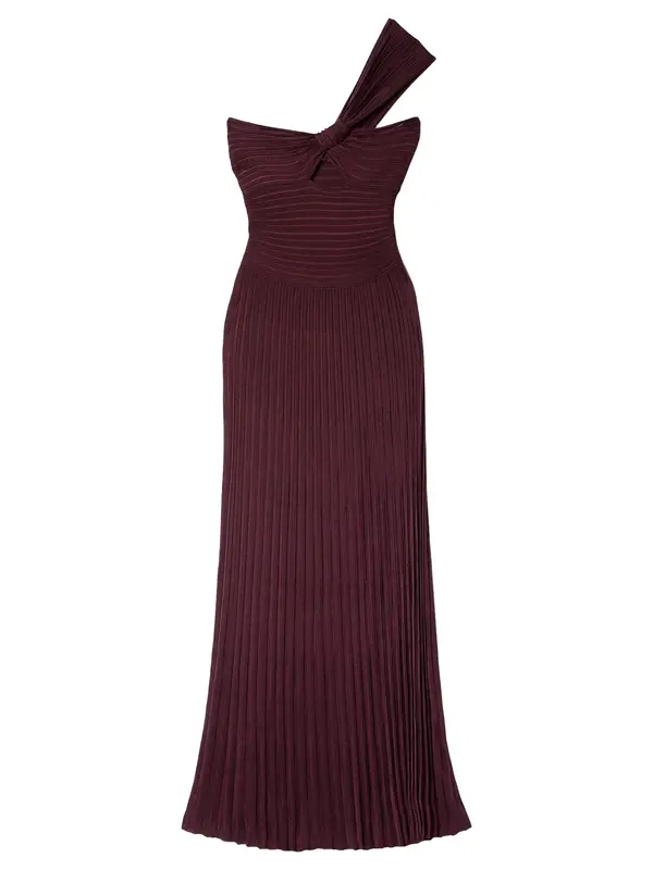 Gabriela Hearst Altura One-shoulder Cutout Ribbed Silk-jersey Maxi Dress - Burgundy