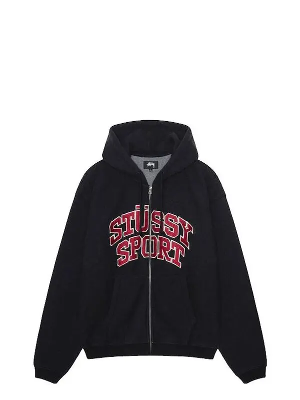 StÜssy Sport Zip Up Hoodie - Washed Black