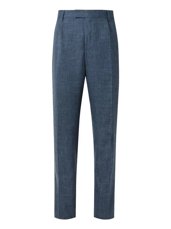 Mr P. Mike Straight-leg Pleated Suit Trousers - Blue