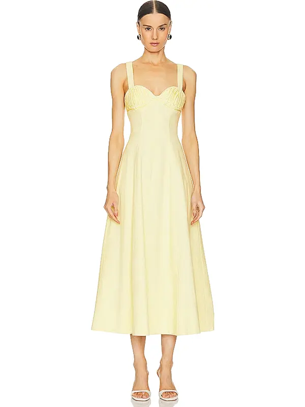 Clea Carla Embroidered Longline Dress - Limoncello