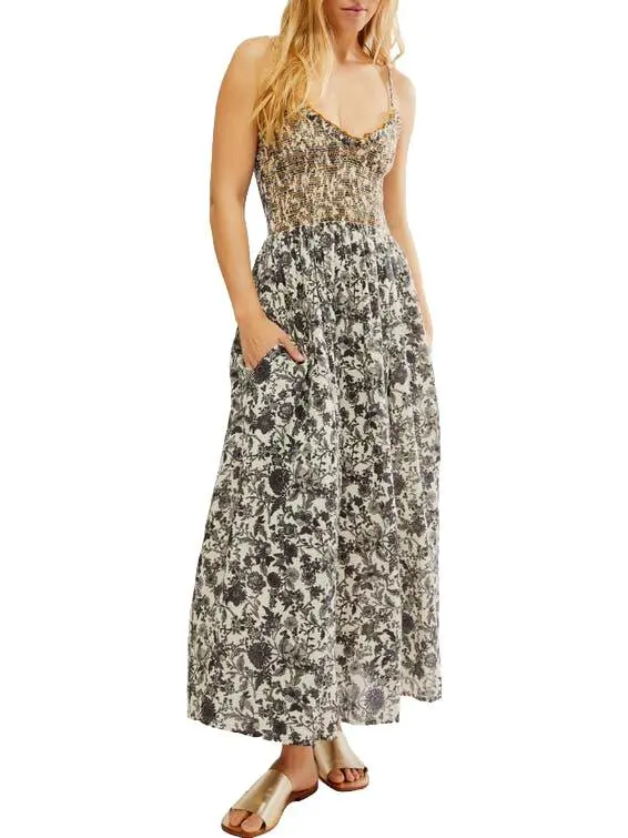 Free People Floral Print Maxi Sundress - Tea Combo