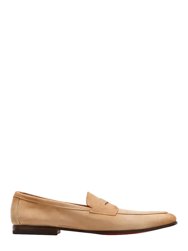 Santoni Carlos Suede Penny Loafers - Beige