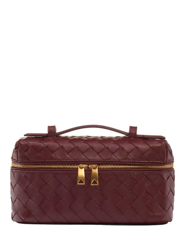 Bottega Veneta Intrecciato Leather Convertible Vanity Case - 2247 Barolo-gold