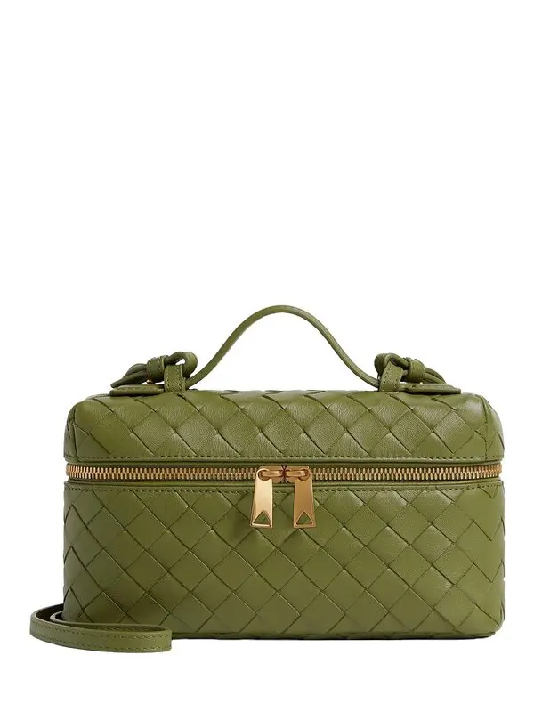 Bottega Veneta Intrecciato Leather Convertible Vanity Case - Matcha-gold