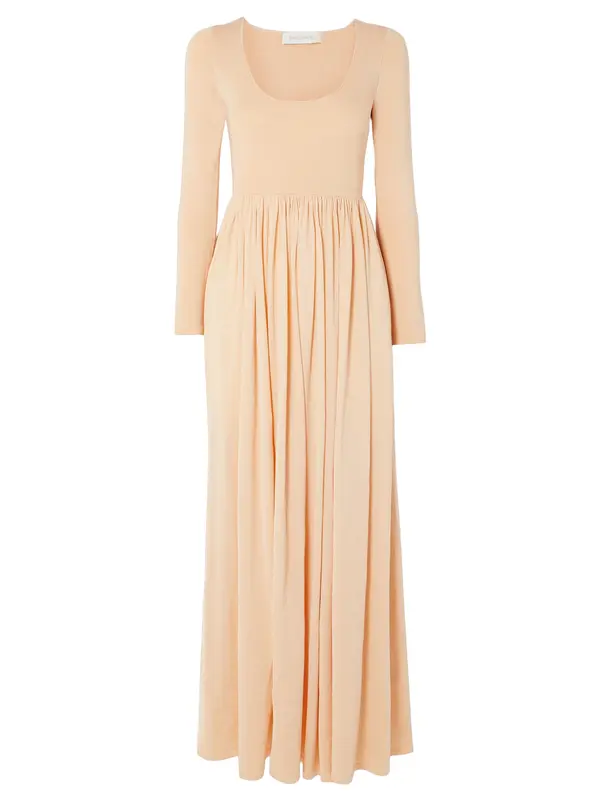 Zimmermann Natura Gathered Metallic Stretch-knit Maxi Dress - Orange