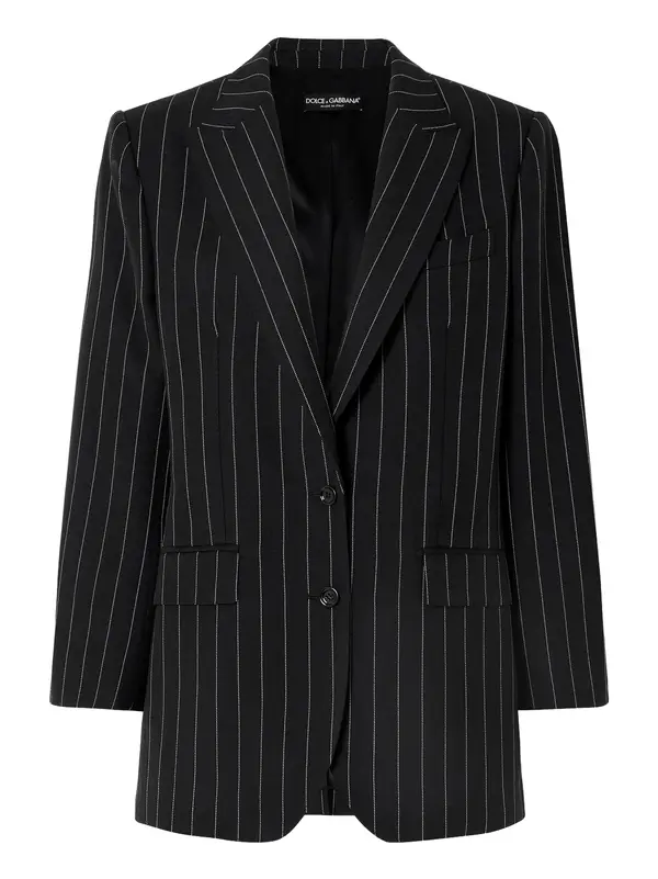 Dolce & Gabbana Pinstriped Wool-twill Blazer - Black