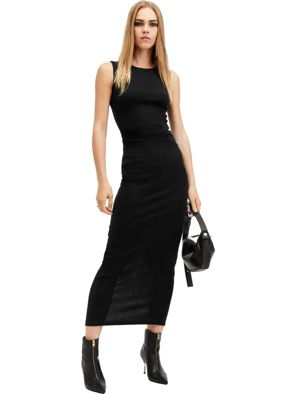ALLSAINTS Katarina Boat Neck Bodycon Maxi Dress - Black