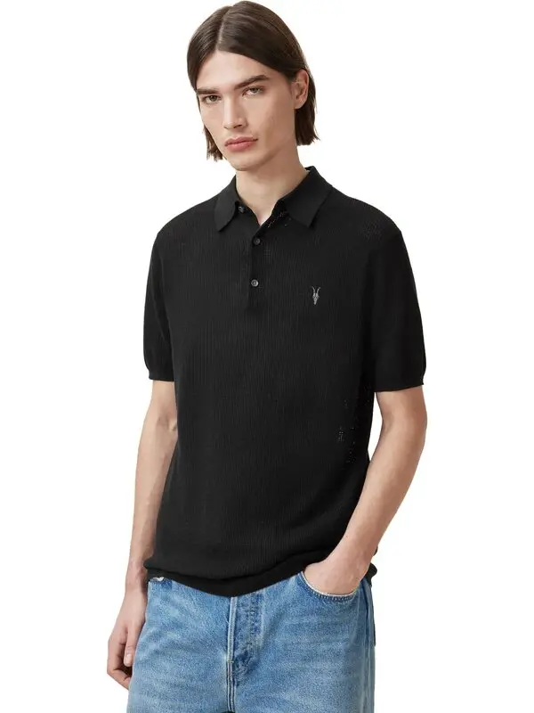 ALLSAINTS Aubrey Short-sleeve Ramskull Polo - Black