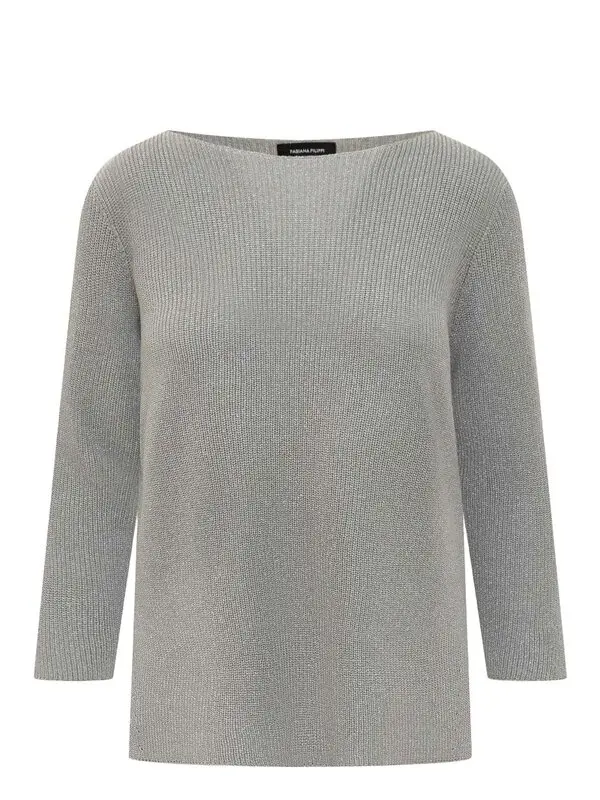 Fabiana Filippi Long-sleeved Metallic Knit Top - Silver