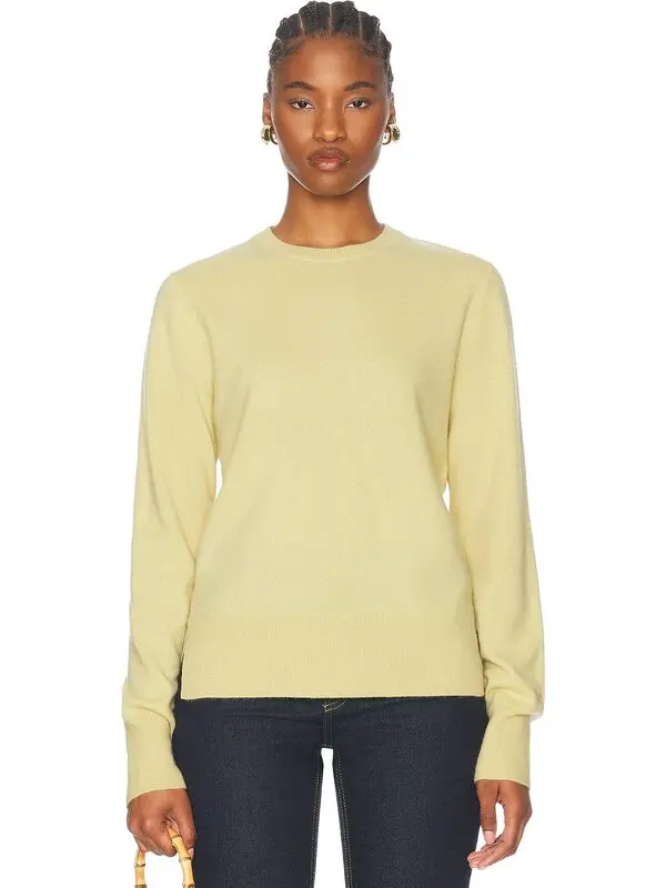 TOTEME Crew Neck Cashmere Knit Sweater - Soft Yellow