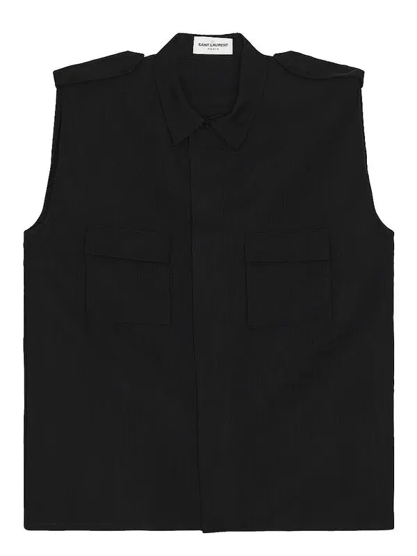 Saint Laurent Chemise Saharienne In Black - Noir