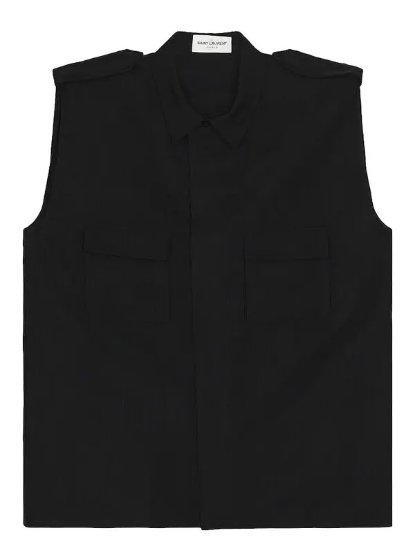 Saint Laurent Chemise Saharienne In Black - Noir