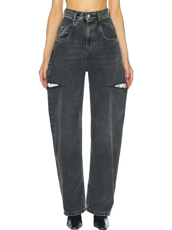 MAISON MARGIELA Cut Out Wide Leg Jeans - Black Washed