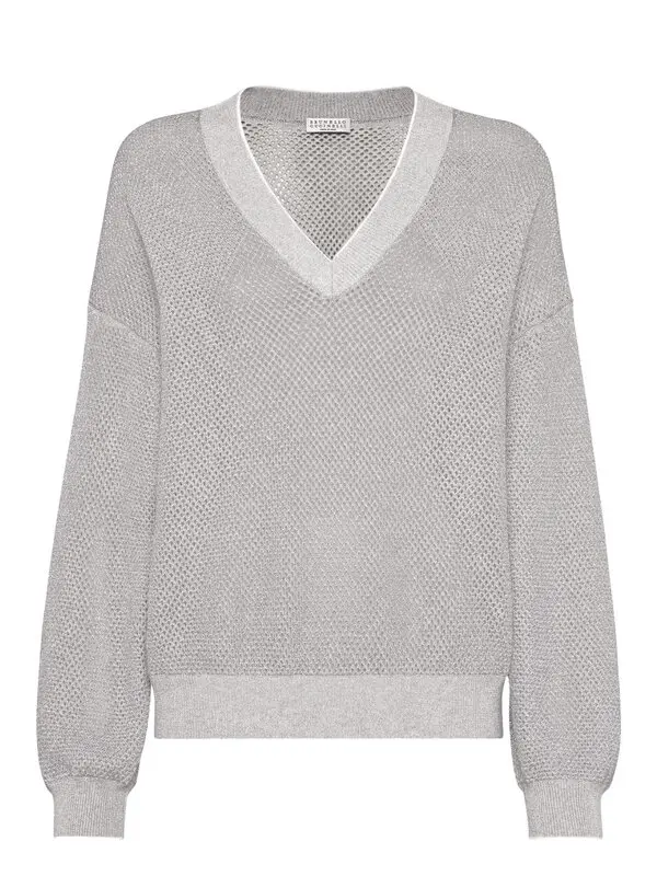 Brunello Cucinelli V-neck Knit Jumper - Grey