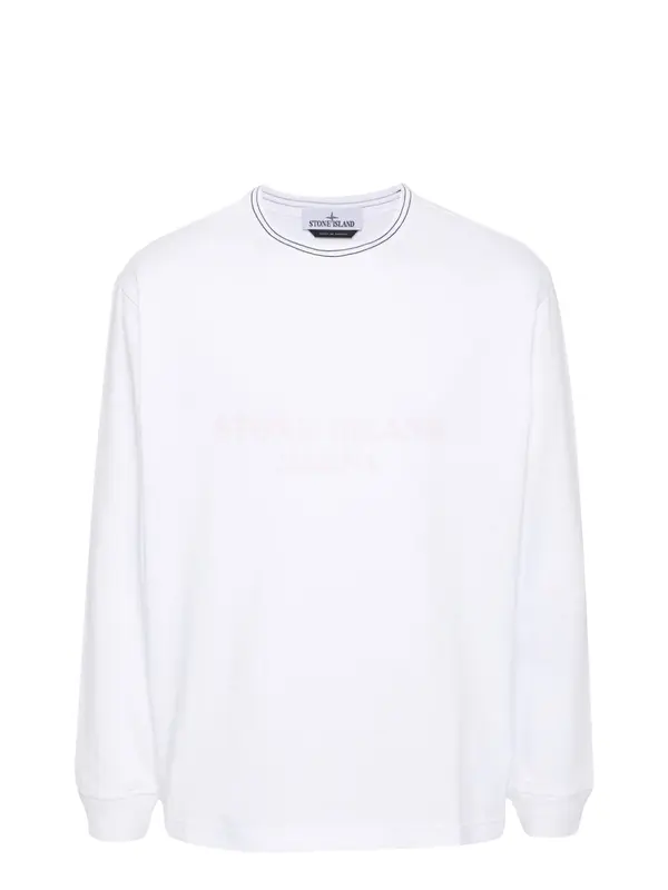 Stone Island Logo-print Cotton Sweatshirt - White