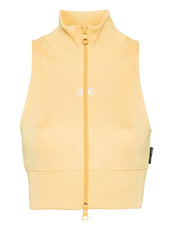 COURREGES Zip-up Cropped Vest - Yellow