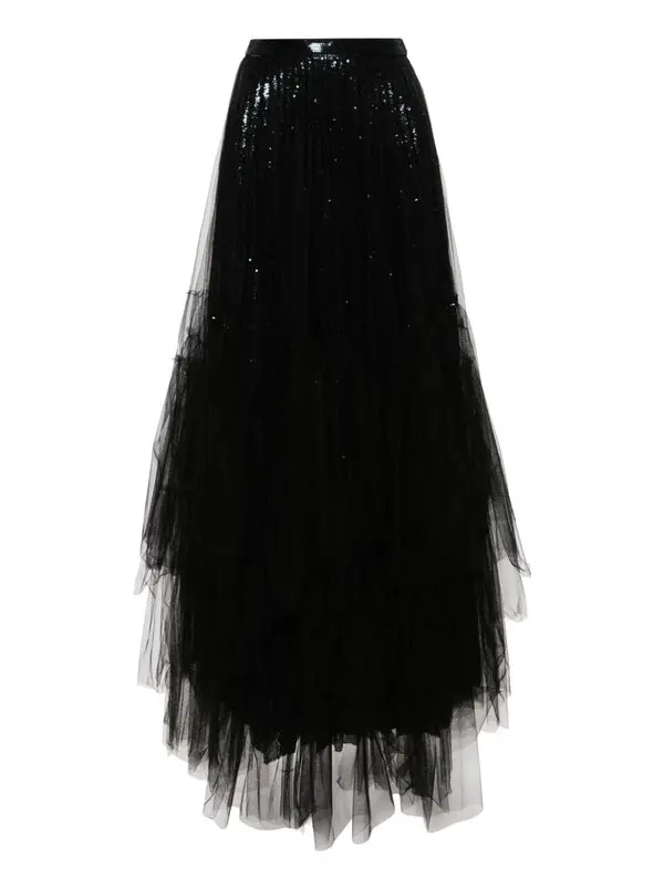 Ralph Lauren Sequinned Tulle Maxi Skirt - Black