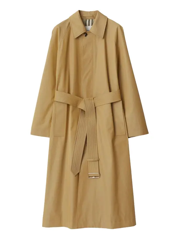 Burberry Long Gabardine Car Coat - Neutrals