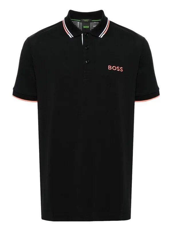 BOSS Logo-embroidered Piqué Polo Shirt - Black
