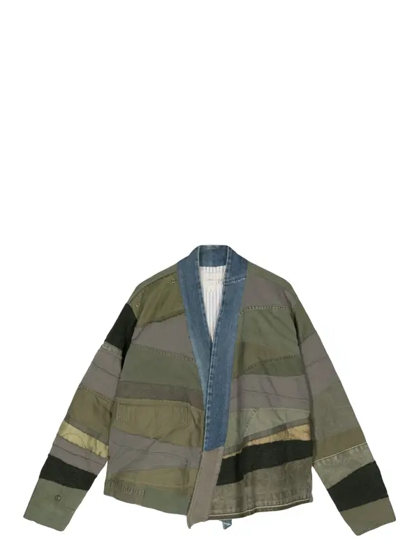 GREG LAUREN Shawl-collar Patchwork Jacket - Green