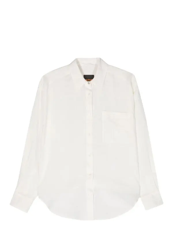 BOSS Long-sleeve Ramie Shirt - White