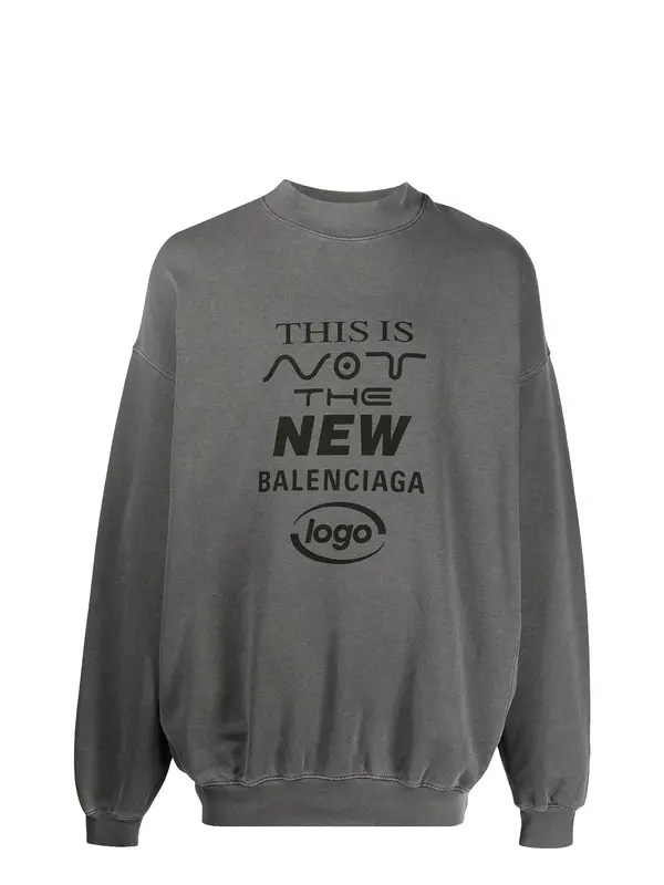 Balenciaga New Logo Printed Sweatshirt - Grey