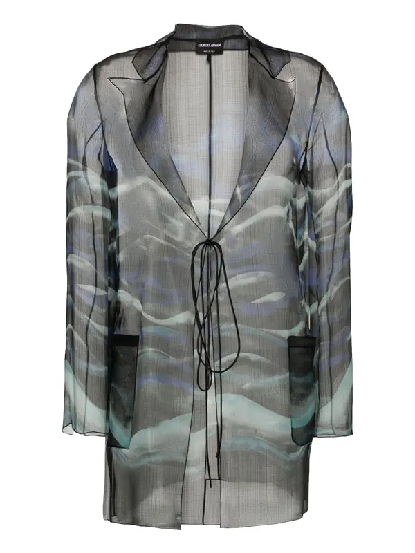 Giorgio Armani Abstract-print Silk Blouse - Black